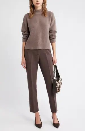OPEN EDIT Boxy Mock Neck Sweater - Tan Dusk
