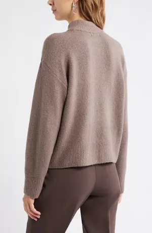 OPEN EDIT Boxy Mock Neck Sweater - Tan Dusk