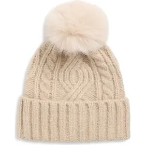 Treasure & Bond Cable Stitch Pom Beanie - Grey Chateau