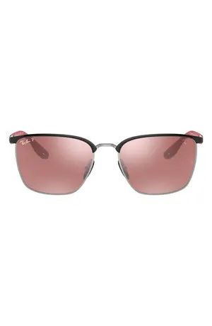 Ray-ban Polarized Mirrored Square Sunglasses - Black Red/purple Polarized