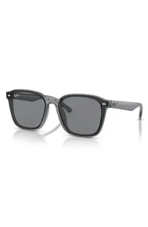 Ray-ban 66mm Square Sunglasses - Transparent Grey /dark Grey