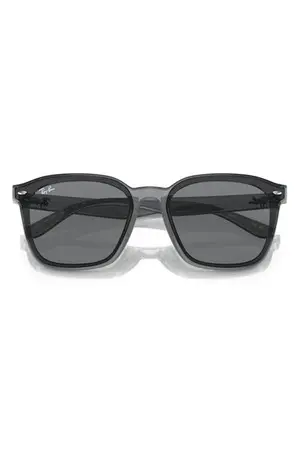 Ray-ban 66mm Square Sunglasses - Transparent Grey /dark Grey