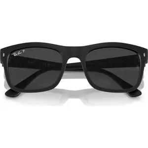 Ray-ban 56mm Polarized Square Sunglasses - Matte Black/polar Black