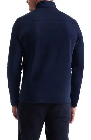 Bugatchi Waffle Quarter-zip Cotton-blend Pullover - Navy