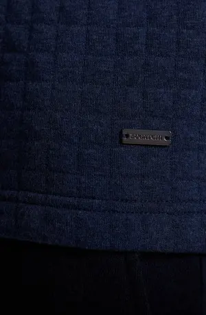 Bugatchi Waffle Quarter-zip Cotton-blend Pullover - Navy