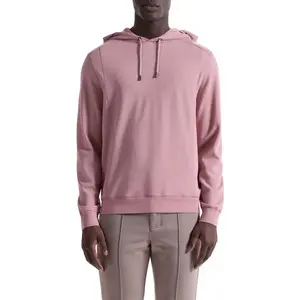 Bugatchi Textured Piqué Knit Hoodie - Wood Rose