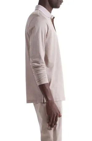 Bugatchi Mercerized Cotton Long Sleeve Polo - Cobblestone