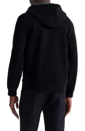 Bugatchi Piqué Zip-up Hoodie - Black