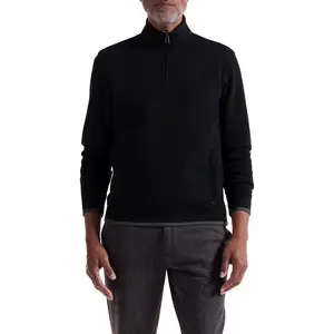 Bugatchi Heathered Quarter-zip Pullover - Black
