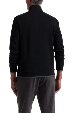 Bugatchi Heathered Quarter-zip Pullover - Black