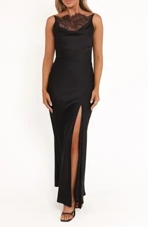 PETAL & PUP Evana Lace Trim A-line Dress - Black