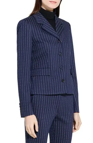 Theory Metallic Pinstripe Fitted Jacket
