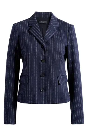 Theory Metallic Pinstripe Fitted Jacket