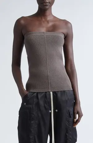 Rick Owens Rib Virgin Wool Blend Tube Top - Darkdust