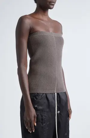 Rick Owens Rib Virgin Wool Blend Tube Top - Darkdust