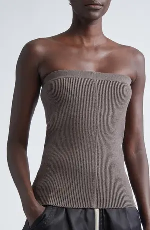 Rick Owens Rib Virgin Wool Blend Tube Top - Darkdust