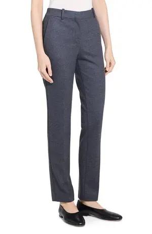 Theory Slim-fit Wool Blend Trousers - New Charcoal Melange