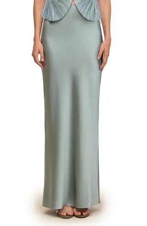Cult Gaia Chantel Stretch Silk Bias Cut Skirt - Celadon