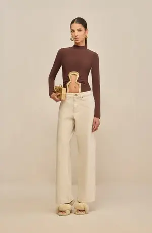 Cult Gaia Elisabetta Cutout Mock Neck Knit Top