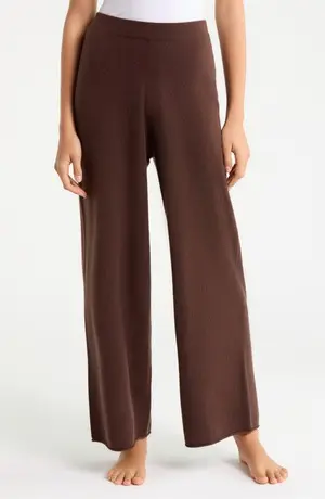 Nordstrom Cashmere Wide-Leg Lounge Pants Brown Mole