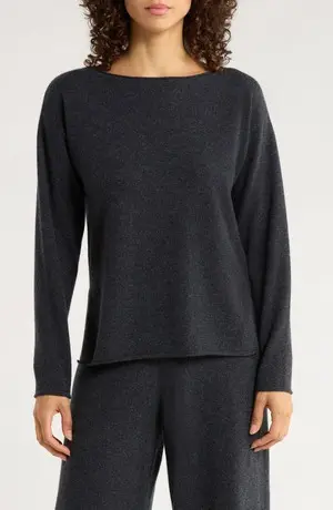 Nordstrom Cashmere Lounge Top - Dark Charcoal Heather