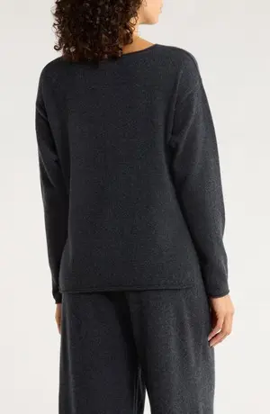 Nordstrom Cashmere Lounge Top - Dark Charcoal Heather