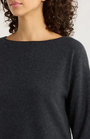 Nordstrom Cashmere Lounge Top - Dark Charcoal Heather
