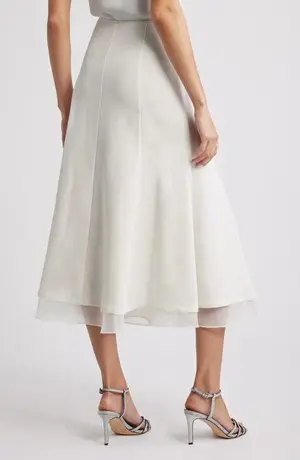 Nordstrom Seamed Layered Midi Skirt - Ivory Tofu
