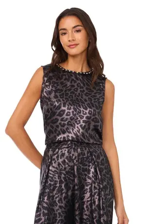 Vince Camuto Leopard Print Satin Tank