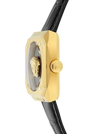Versace Antares Leather Strap Watch