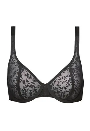 CUUP The Scoop Botanical Lace Bra - Black