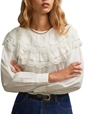 RO&ZO Crochet Double Frill Blouse