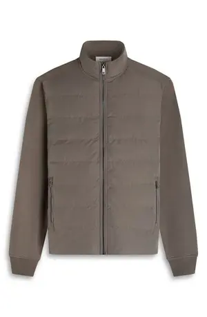 Bugatchi Soft Touch Quilted Zip-up Bomber Jacket - Walnut