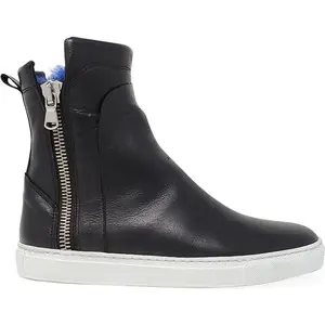 MADISON MAISON Shearling Double Zip Boots - Black/blue
