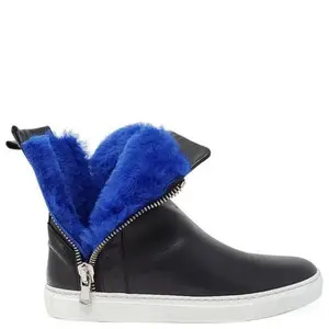 MADISON MAISON Shearling Double Zip Boots - Black/blue