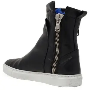 MADISON MAISON Shearling Double Zip Boots - Black/blue