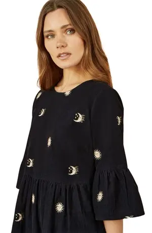 YUMI Cosmic Embroidered Cord Mini Dress