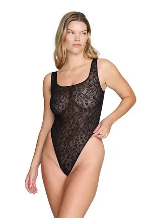 CUUP Botanical Lace Bodysuit - Black
