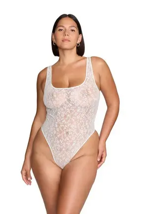 CUUP CUUP The Bodysuit Botanical Lace Thong Bodysuit Salt