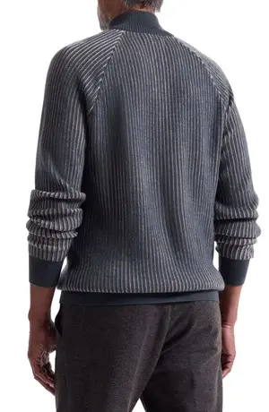 Bugatchi Merino Wool Quarter-zip Polo Sweater - Zinc