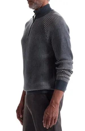 Bugatchi Merino Wool Quarter-zip Polo Sweater - Zinc