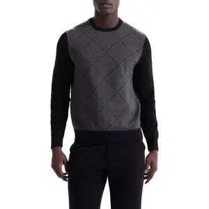 Bugatchi Diamond Merino Wool Sweater - Black