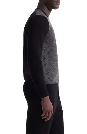 Bugatchi Diamond Merino Wool Sweater - Black