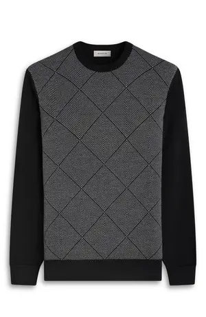 Bugatchi Diamond Merino Wool Sweater - Black