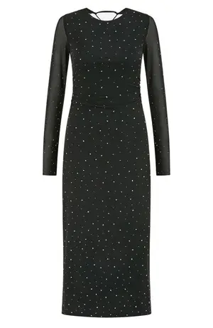 YUMI Sparkle Mesh Bodycon Midi Dress