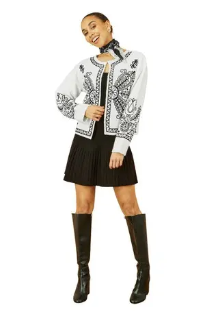 YUMI Knitted Folk Edge To Edge Cardigan