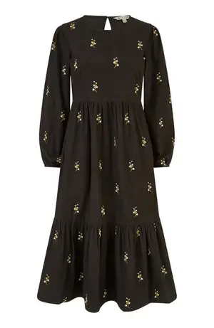 YUMI Long Sleeve Floral Midi Dress