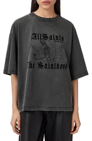 ALLSAINTS Novus Amelie Cotton Graphic T-shirt - Washed Black