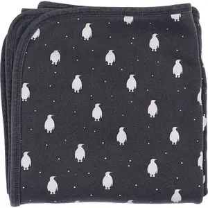 L'OVEDBABY Cozy Organic Cotton Baby Blanket - Coal Penguin
