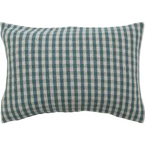 STORIED HOME Woven Recycled Cotton Blend Lumbar Pillow Cover - Teal